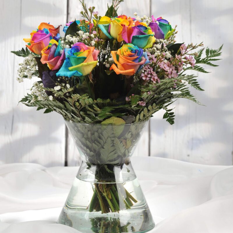 Buy 12 Fresh Rainbow Roses Bouquet - Homeland Florists